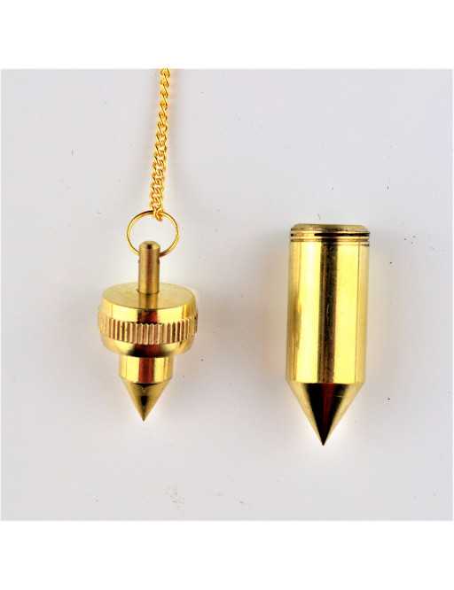 Pendule divinatoire métal doré avec témoin démontable